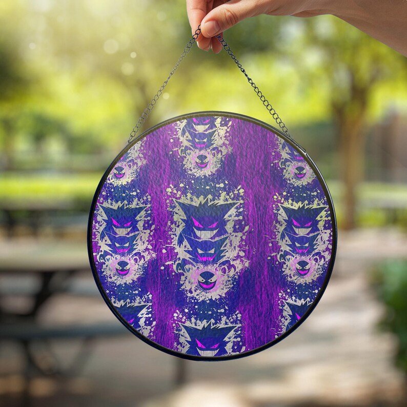 Gengar Haunter Gastly Stained Glass Suncatcher, Ghost Type Window ...