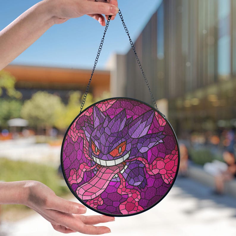 Ghost Type Gengar Stained Glass Suncatcher Spooky Ghost Gengar Window ...