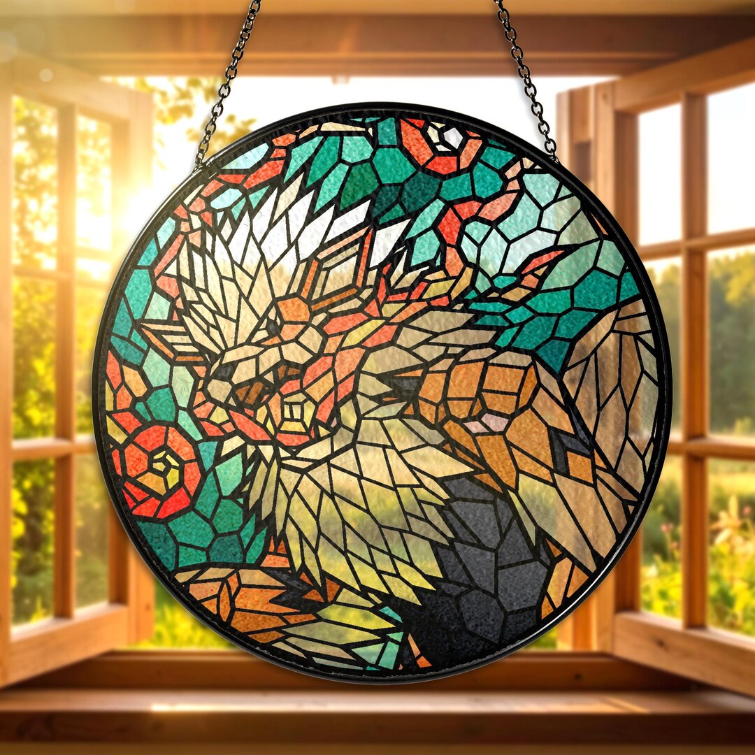 Charizard Stained Glass Suncatcher Geometric Charizard Window Hanging ...