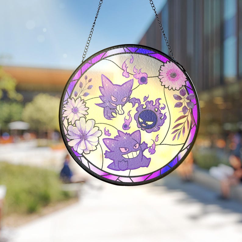 Gastly Haunter Gengar Stained Glass Suncatcher Gastly Haunter Gengar ...