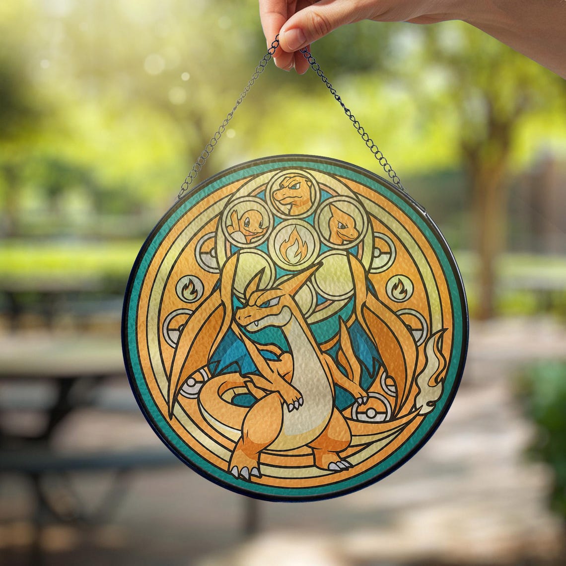 Charizard Stained Glass Suncatcher Fire Dragon Charizard Decor ...