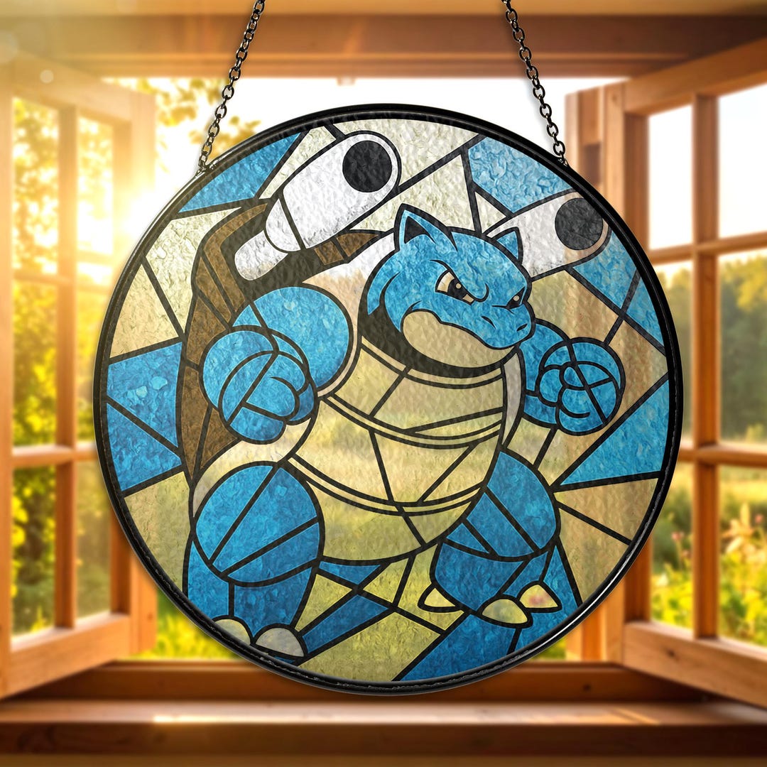 Blastoise Stained Glass Suncatcher Water-type Blastoise Window Decor ...