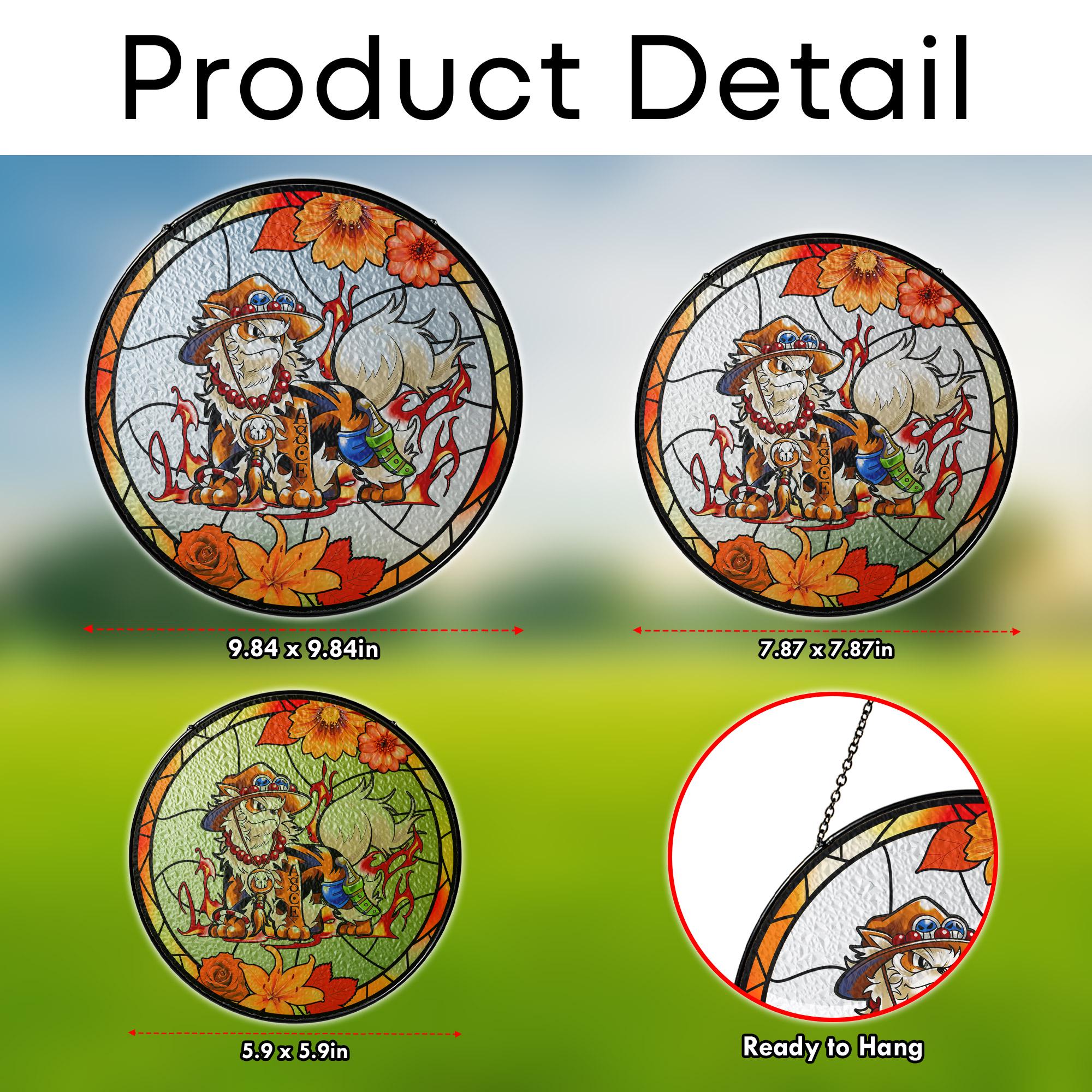 Arcanine Stained Glass Suncatcher Legendary Fire Arcanine Window ...