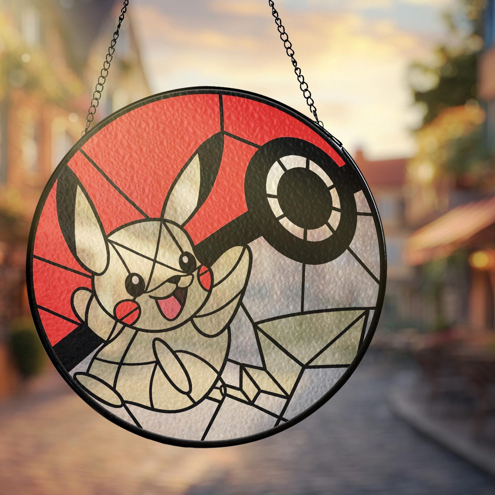 Pikachu Stained Glass Suncatcher, Pikachu Window Hanging Decor ...