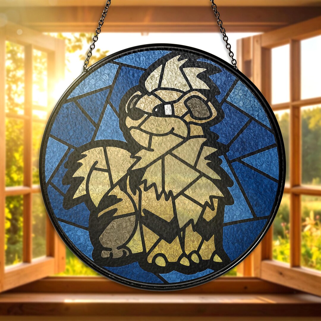 Hisuian Growlithe Stained Glass Suncatcher Hisuian Growlithe Fan Decor ...