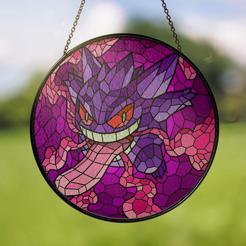 Ghost Type Gengar Stained Glass Suncatcher Spooky Ghost Gengar Window ...