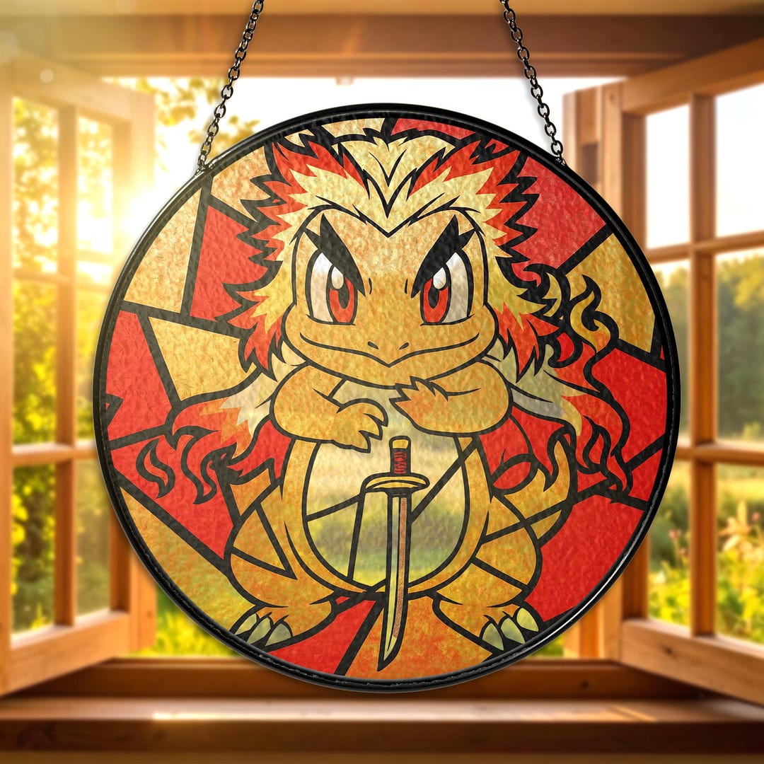 Charizard Stained Glass Suncatcher, Fire Dragon Charizard Window ...
