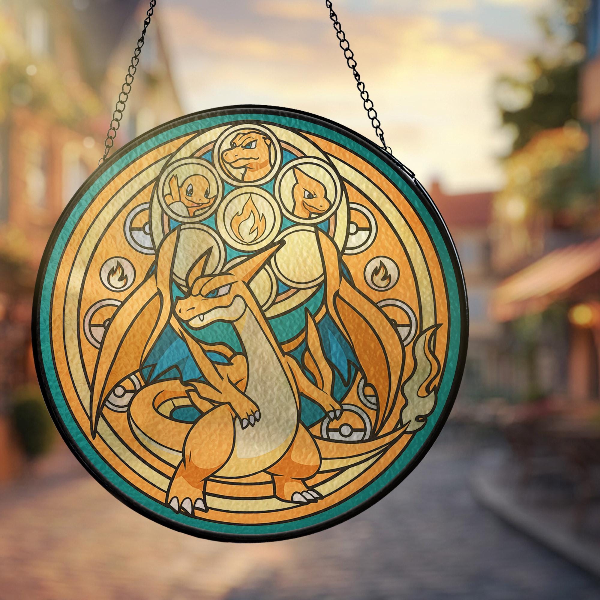 Charizard Stained Glass Suncatcher Fire Dragon Charizard Decor ...