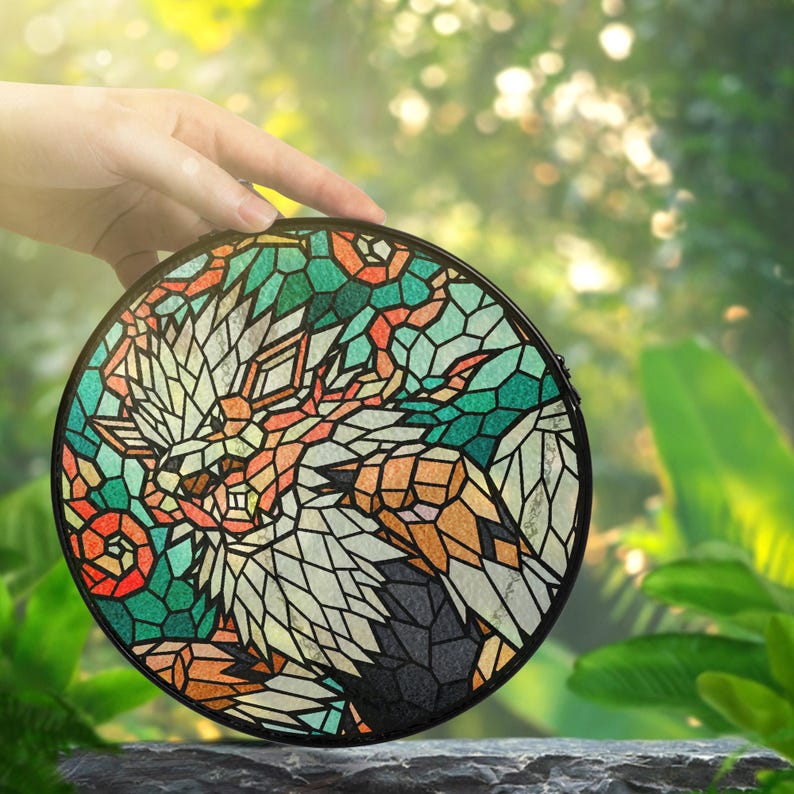 Charizard Stained Glass Suncatcher Geometric Charizard Window Hanging ...