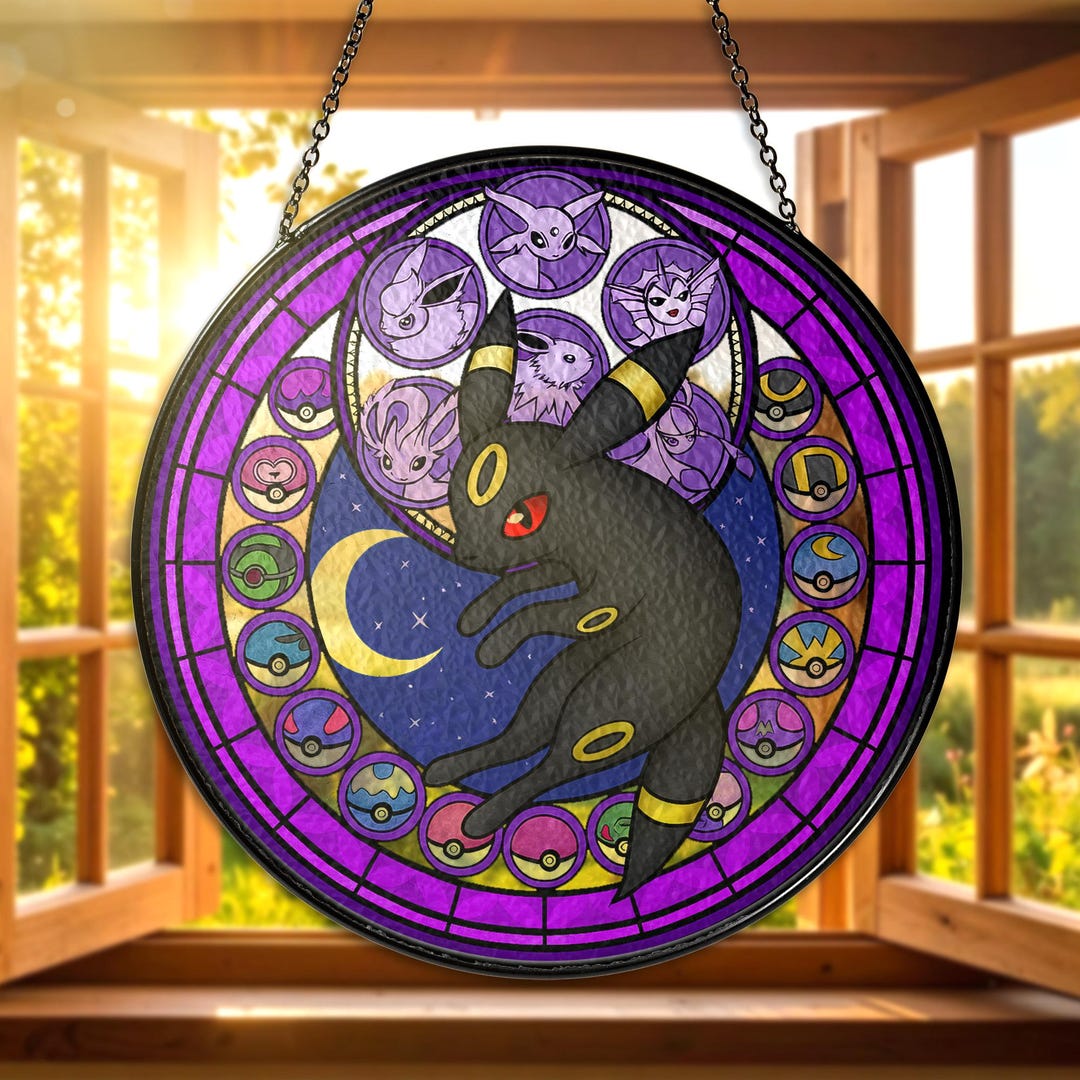 Umbreon Stained Glass Suncatcher Umbreon Eeveelution Window Hanging ...