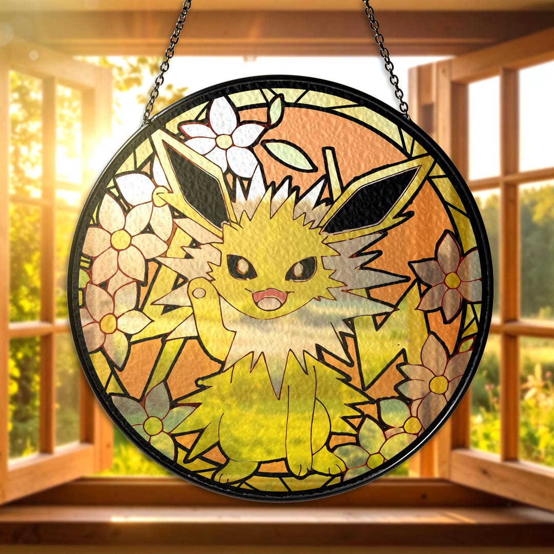 Jolteon Stained Glass Suncatcher Jolteon Inspired Window Art Jolteon ...