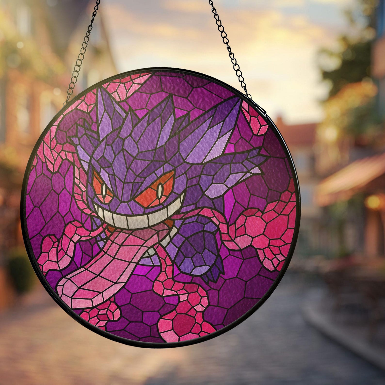 Ghost Type Gengar Stained Glass Suncatcher Spooky Ghost Gengar Window ...