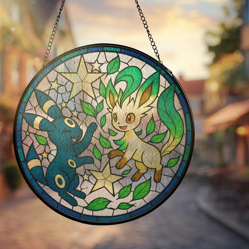 Umbreon Leafeon Stained Glass Suncatcher Umbreon Window Hanging Decor ...