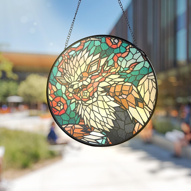 Charizard Stained Glass Suncatcher Geometric Charizard Window Hanging ...