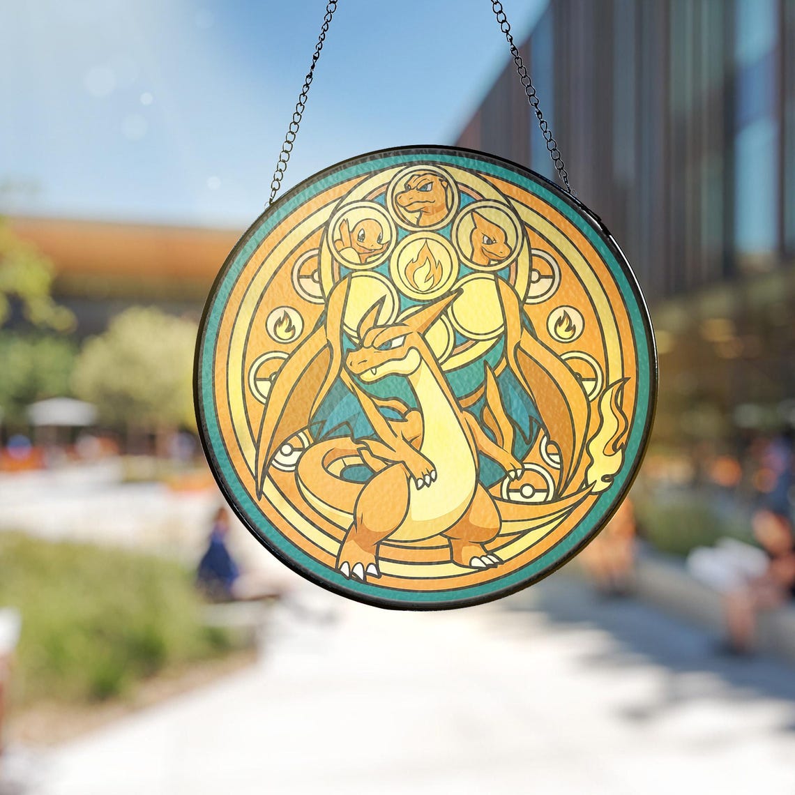 Charizard Stained Glass Suncatcher Fire Dragon Charizard Decor ...