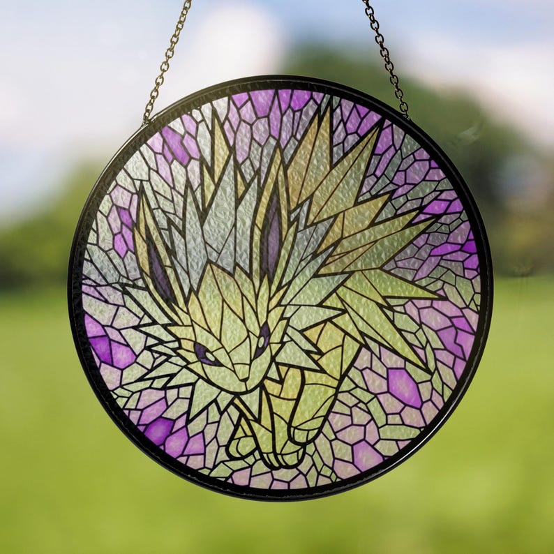 Jolteon Stained Glass Suncatcher Jolteon Inspired Window Art Jolteon ...
