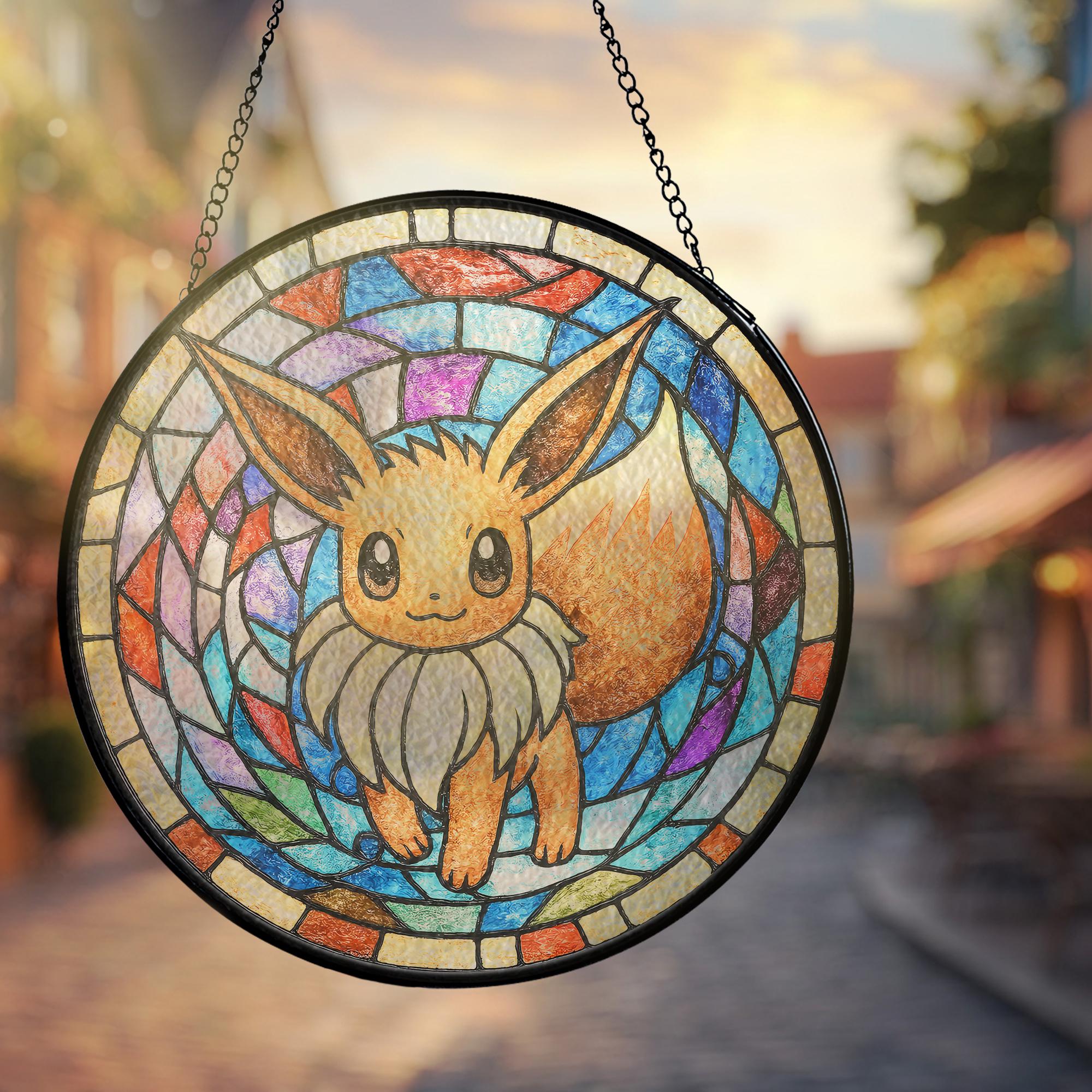 Eevee Stained Glass Suncatcher Eevee Window Art Cute Fox Eevee Decor ...