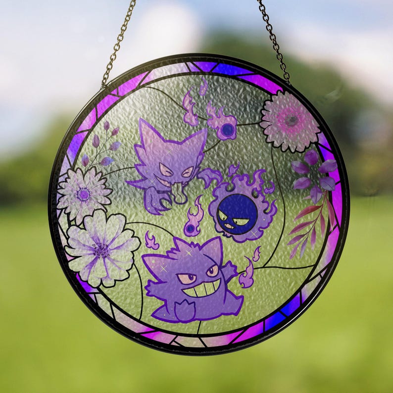 Gastly Haunter Gengar Stained Glass Suncatcher Gastly Haunter Gengar ...