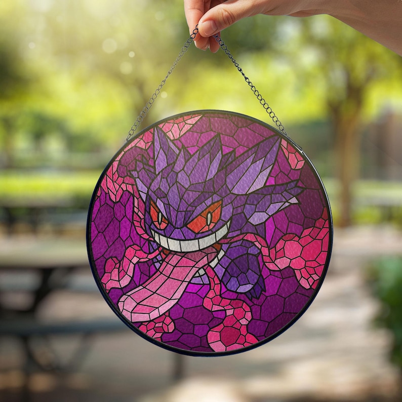 Ghost Type Gengar Stained Glass Suncatcher Spooky Ghost Gengar Window ...