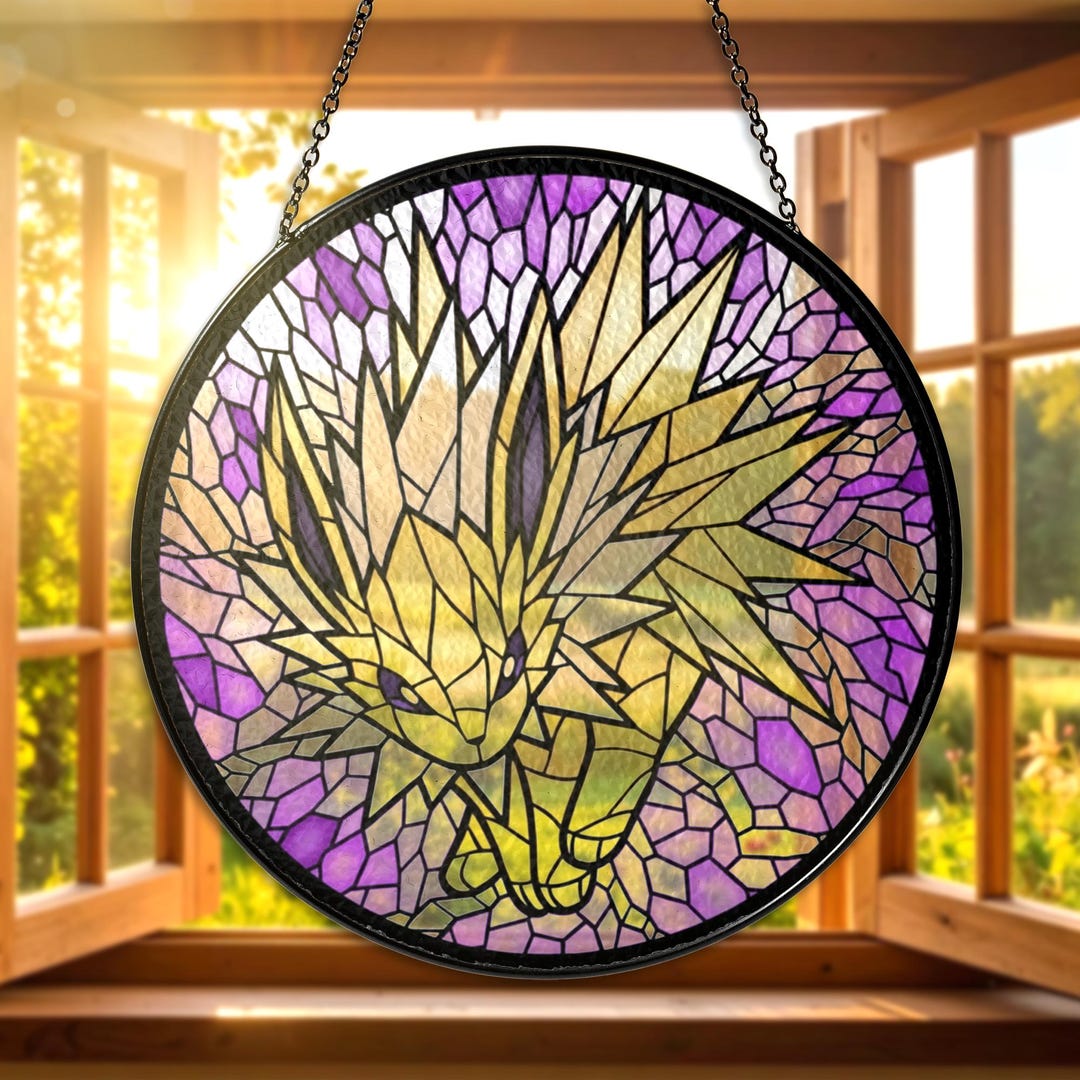 Jolteon Stained Glass Suncatcher Jolteon Inspired Window Art Jolteon ...