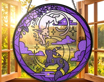 Stained Glass Umbreon Inspired Suncatcher - Etsy