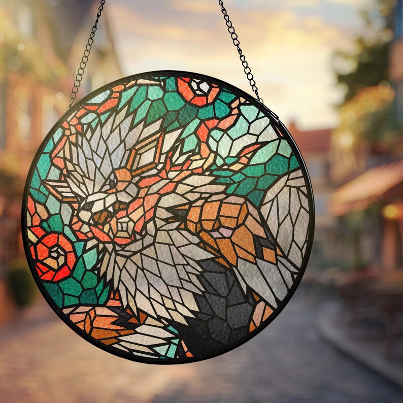 Charizard Stained Glass Suncatcher Geometric Charizard Window Hanging ...