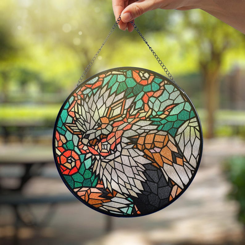 Charizard Stained Glass Suncatcher Geometric Charizard Window Hanging ...