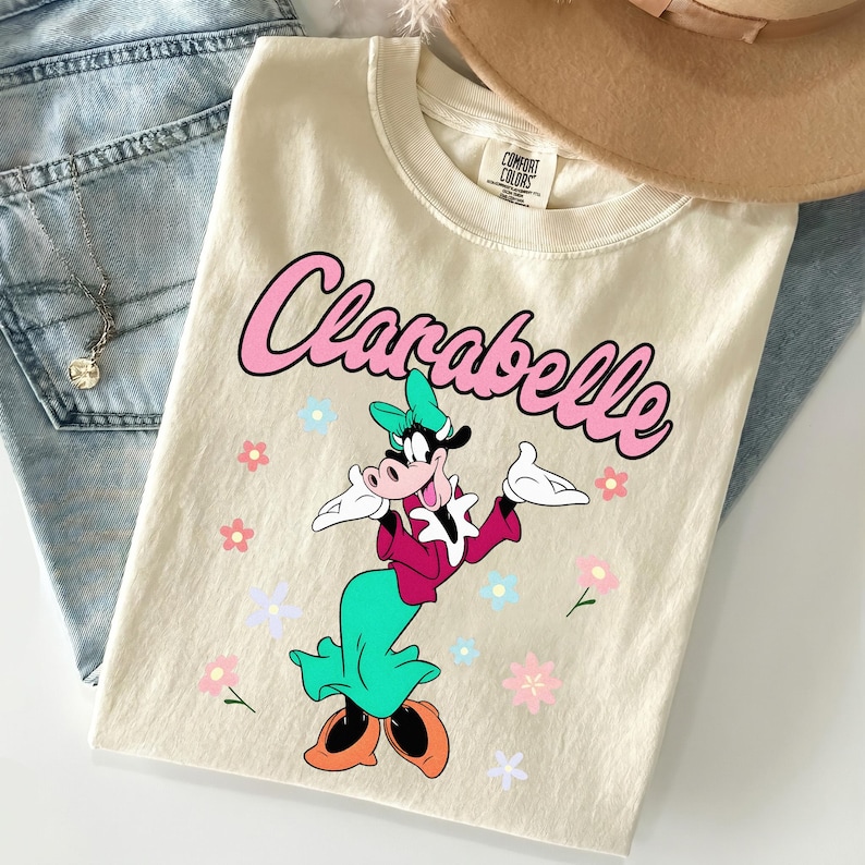 Disney Clarabelle Cow PNG, Retro Cartoon Cow Shirt Design, Cute Floral ...
