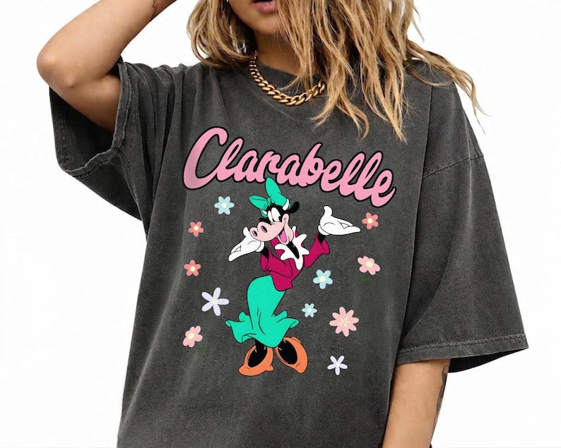Disney Clarabelle Cow PNG, Retro Cartoon Cow Shirt Design, Cute Floral ...