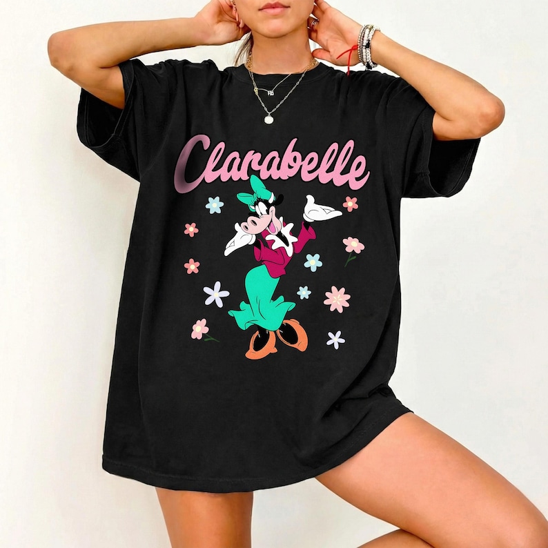 Disney Clarabelle Cow PNG, Retro Cartoon Cow Shirt Design, Cute Floral ...