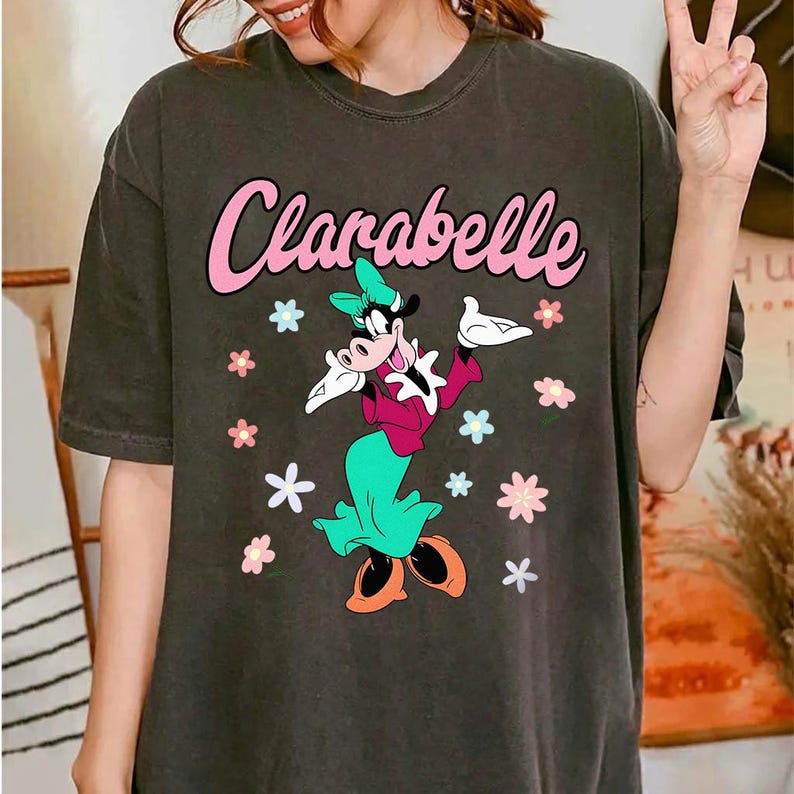 Disney Clarabelle Cow PNG, Retro Cartoon Cow Shirt Design, Cute Floral ...