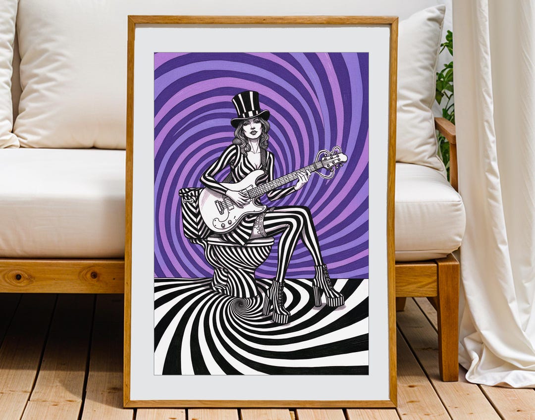 Purple Bathroom Art | Trippy Guitar Player | Dopamine Decor ...