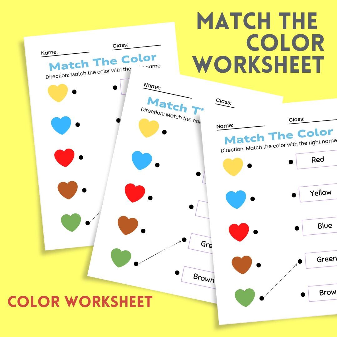 Match the Color Worksheet Printable for Kids, Editable Preschool ...