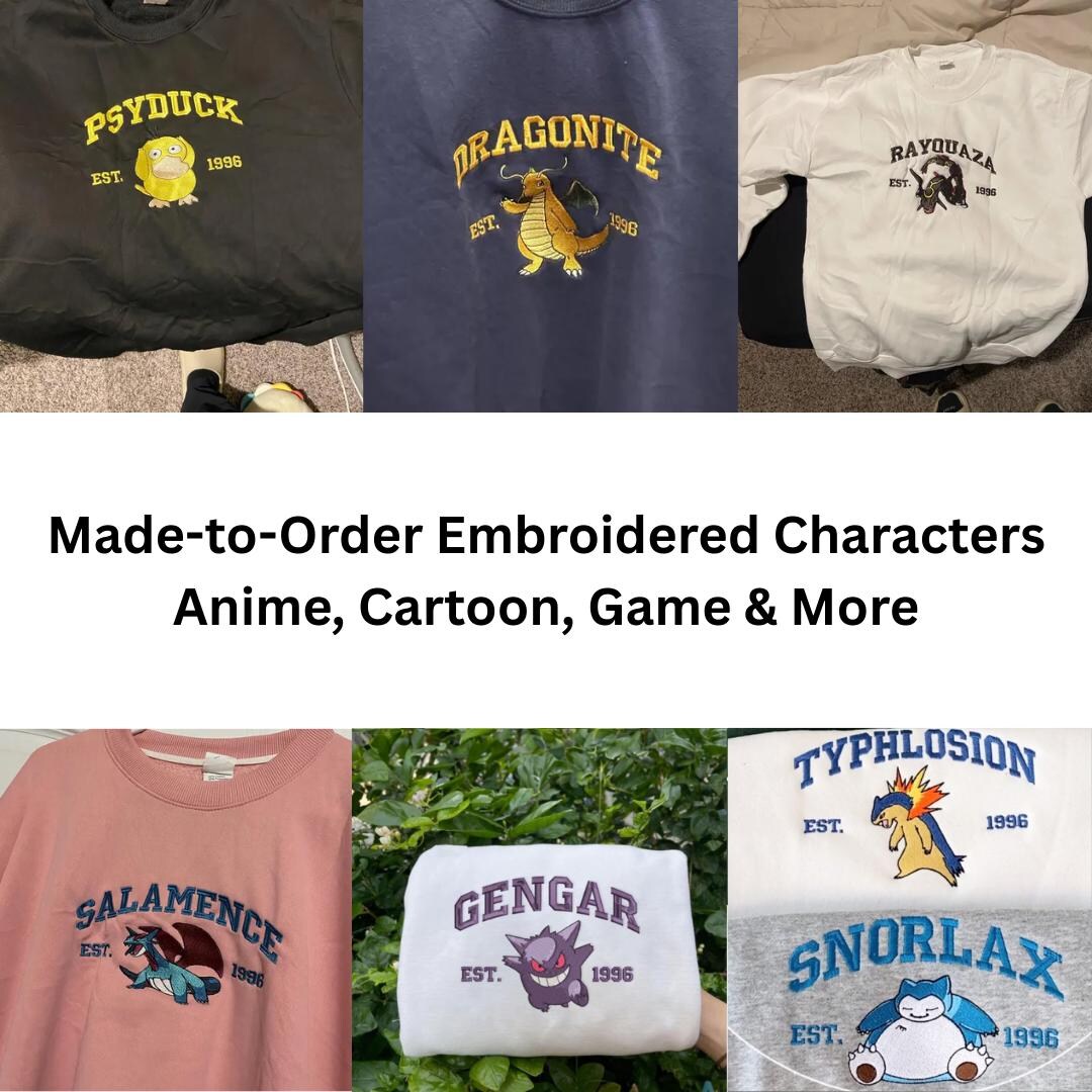 Custom Anime Cartoon Character Embroidered Sweatshirt, Embroidered ...