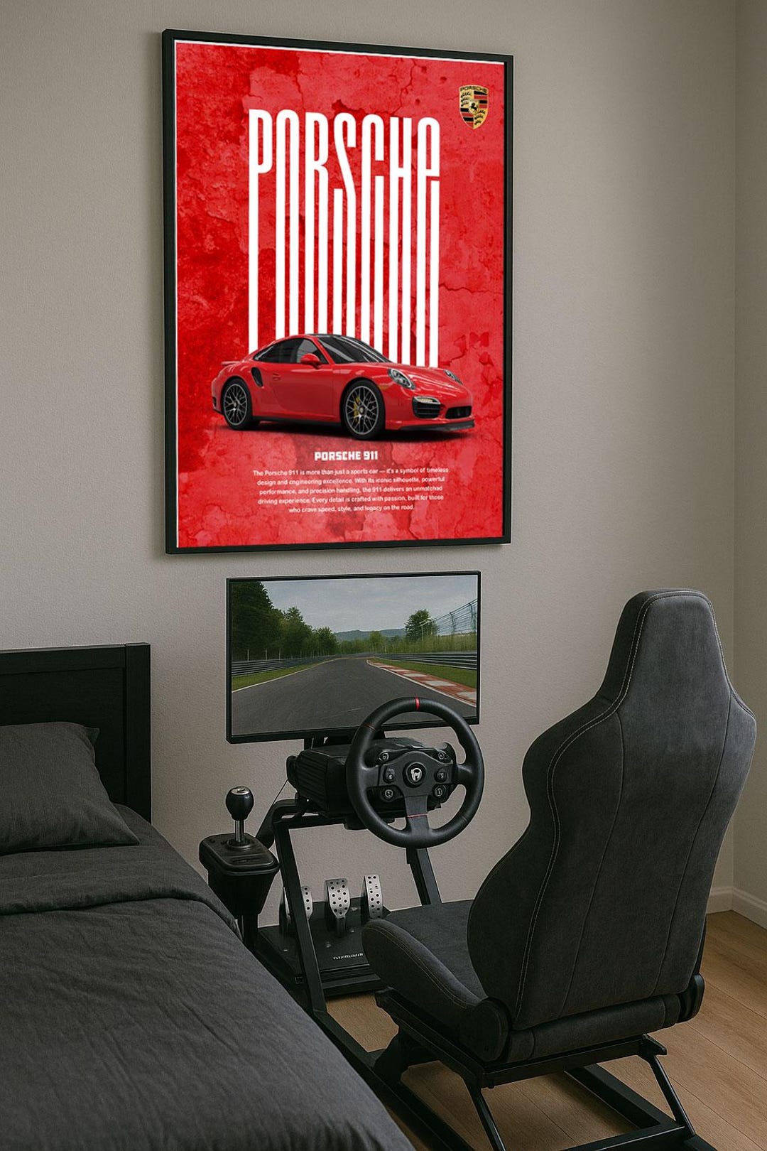 Porsche 911 Wall Art | Red Sports Car Poster | Luxury Car Print for ...