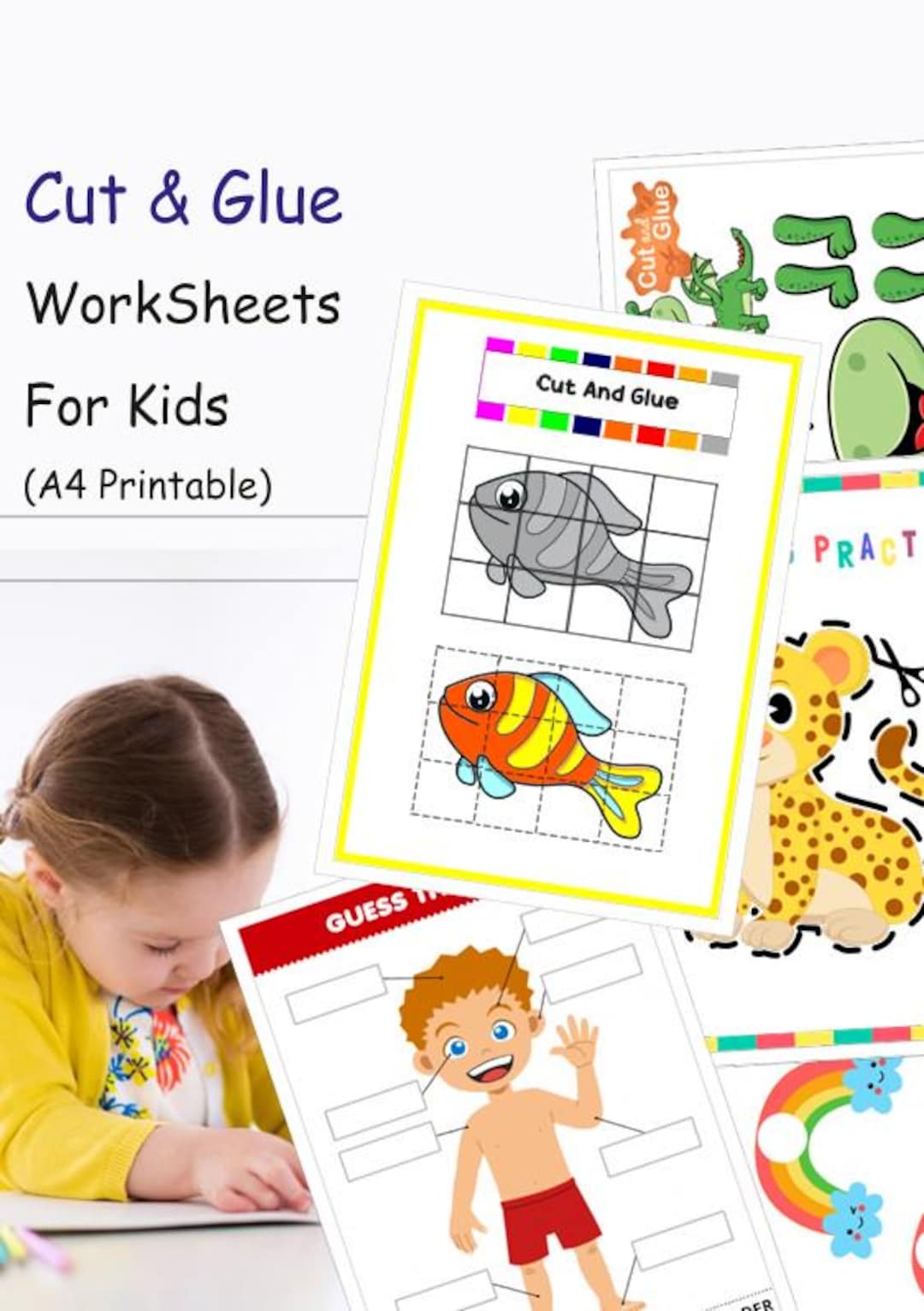 100 Cut and Glue Worksheets for Kids – Fun Scissor Skills & Craft ...