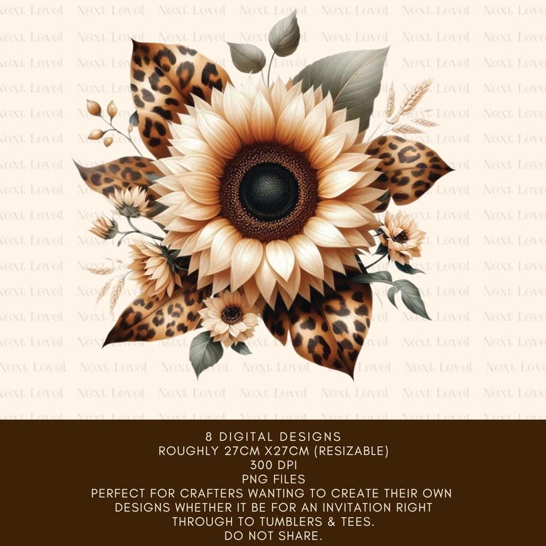 Sunflower Leopard Print Digital Designs, Sunflower Digital Download ...