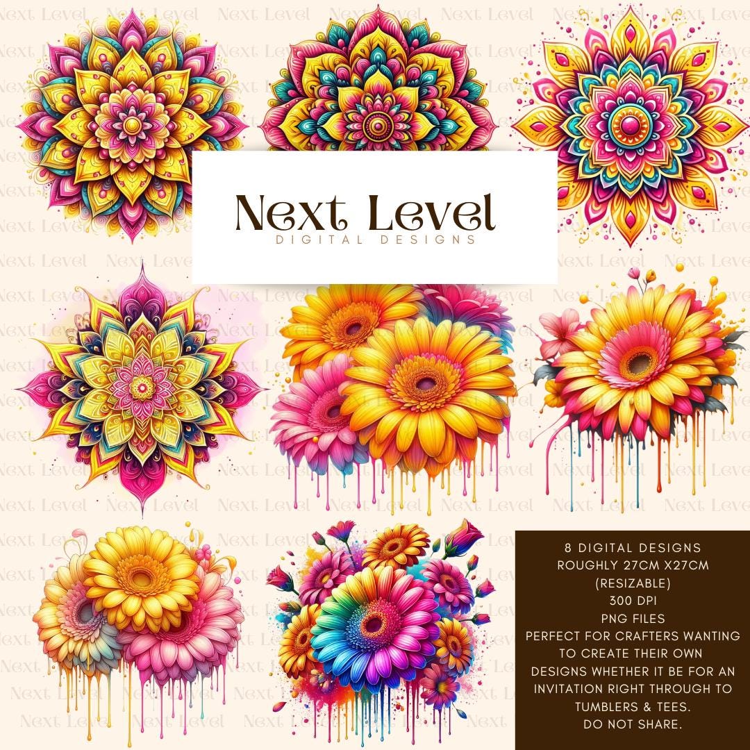 Mandala Sunflowers Digital Files, Mandala Clip Art, Sunflower Clip Art ...