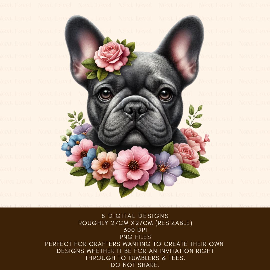 French Bull Dog Digital Designs, Frenchie Clip Art, French Bulldog ...