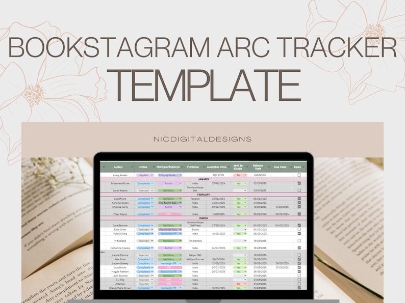 Bookstagram ARC Tracker Template - Etsy