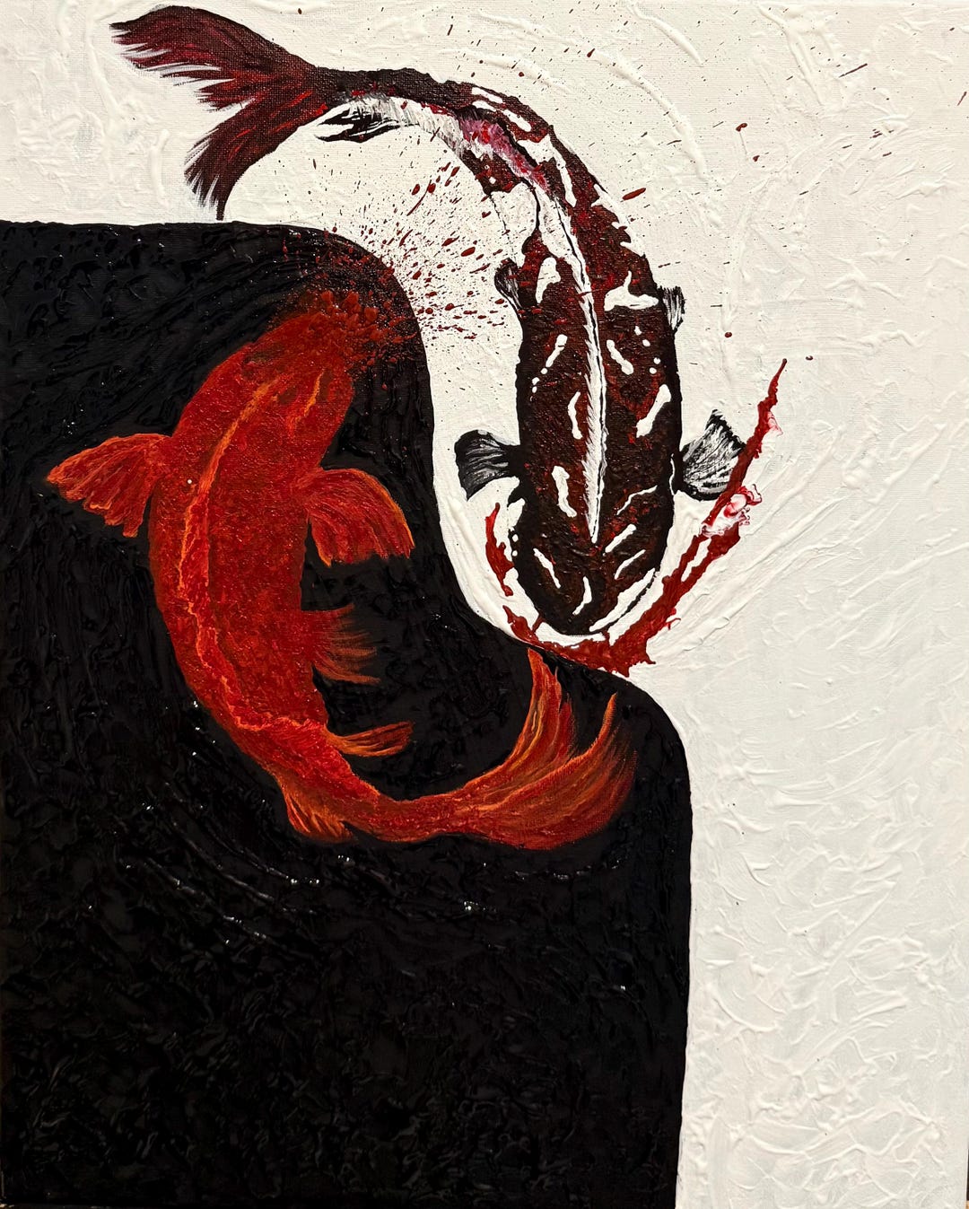 Koi Fish Painting: Emotional Turmoil, Splatter Art - Etsy