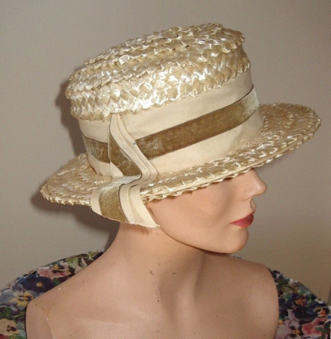 Vintage Straw Sailor Hat Victorian Inspired Style by "frank Olive" From ...