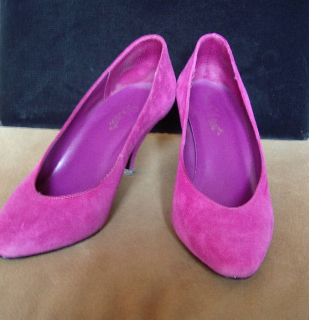 Raspberry Jam Suede High Heel Pumps Like- New Size 7 Med. Item # 55 ...