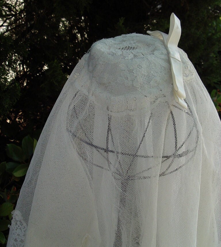 Short Circular Wedding/confirmation Double Veil Chantilly Lace Edging ...