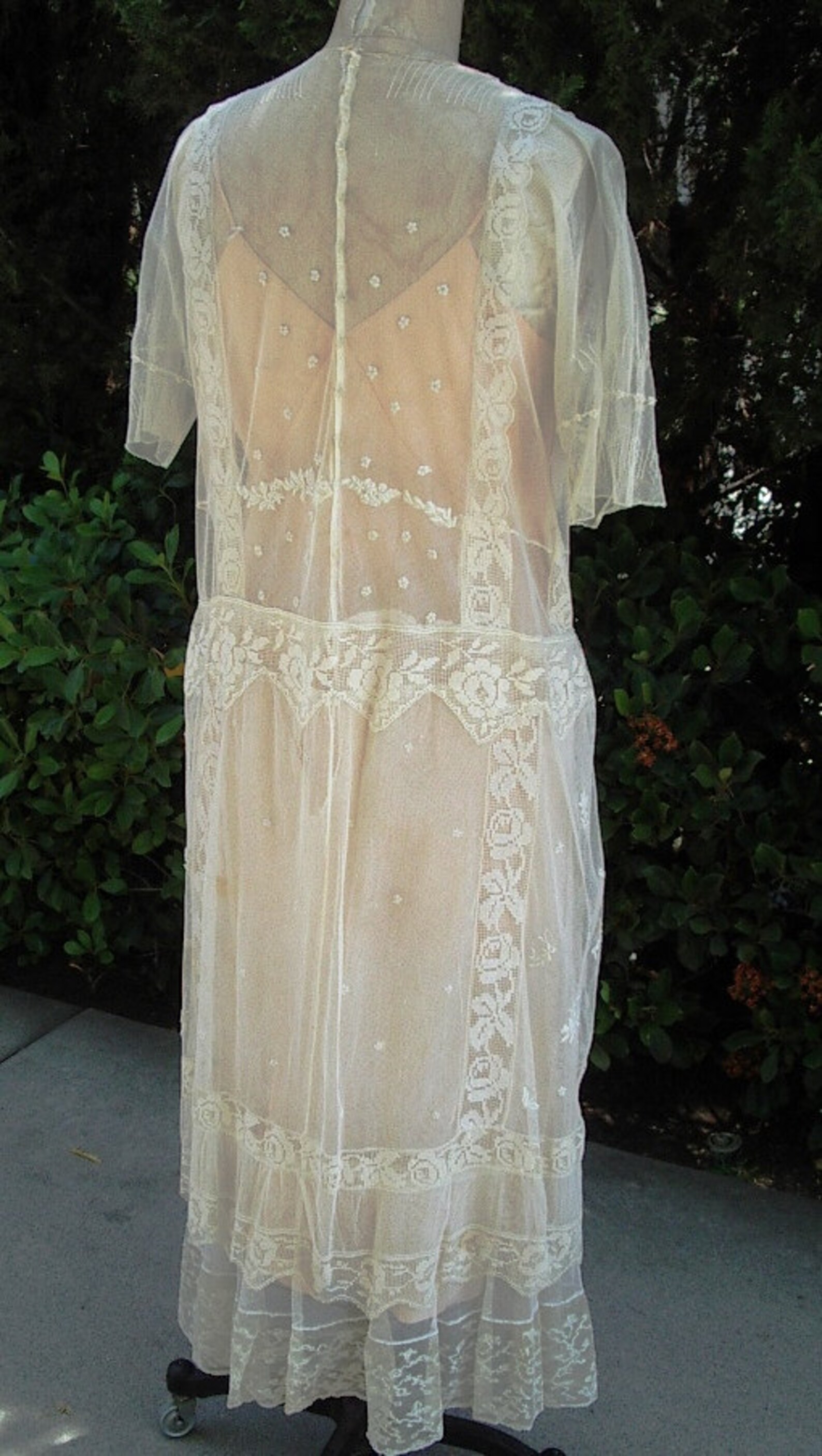 1914/ 1918 Era Wedding/gown Lace / Embroidered Net /slip All Original ...