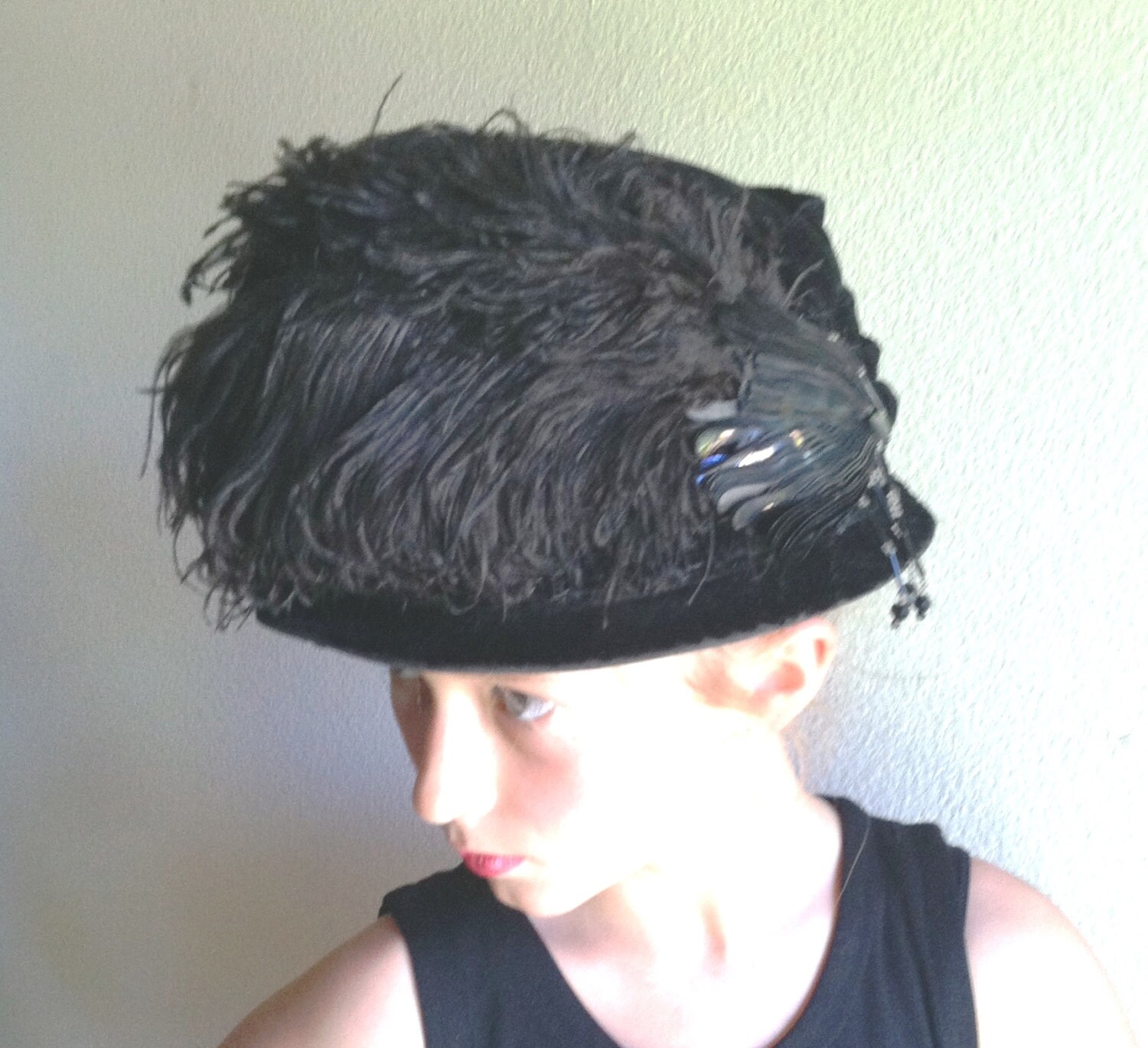 Vintage Hat All Original "suffragette" Era [1913-1919] Velvet, Ostrich ...