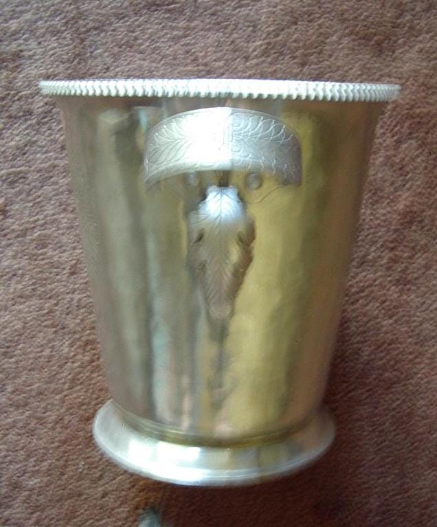 Fancy Wine / Ice Bucket Engraved Floral Design Front/handles Hand ...