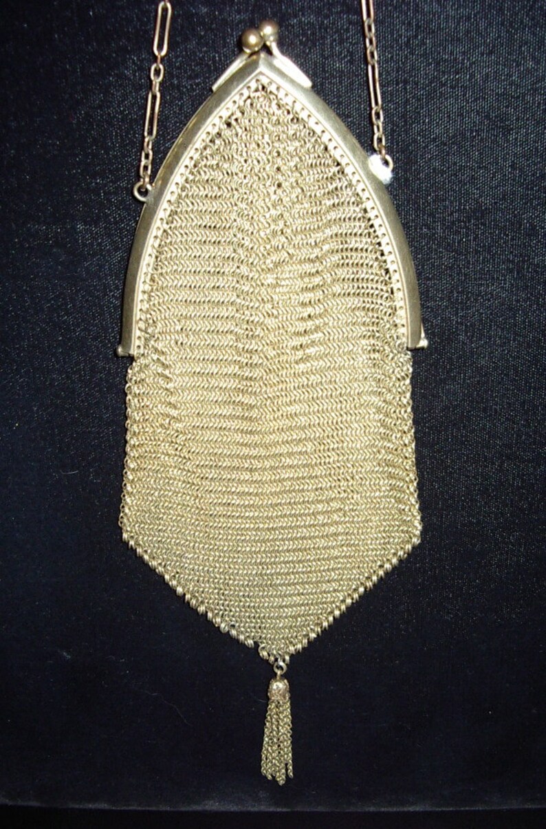 1920s Original Gold Plated Sterling Metal Mesh Small Purse Item 25 ...