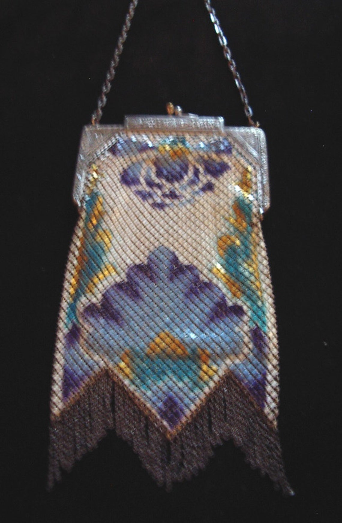 Mandalian 1920s Painted Metal Mesh Purse Deco Design Perfect Condition ...