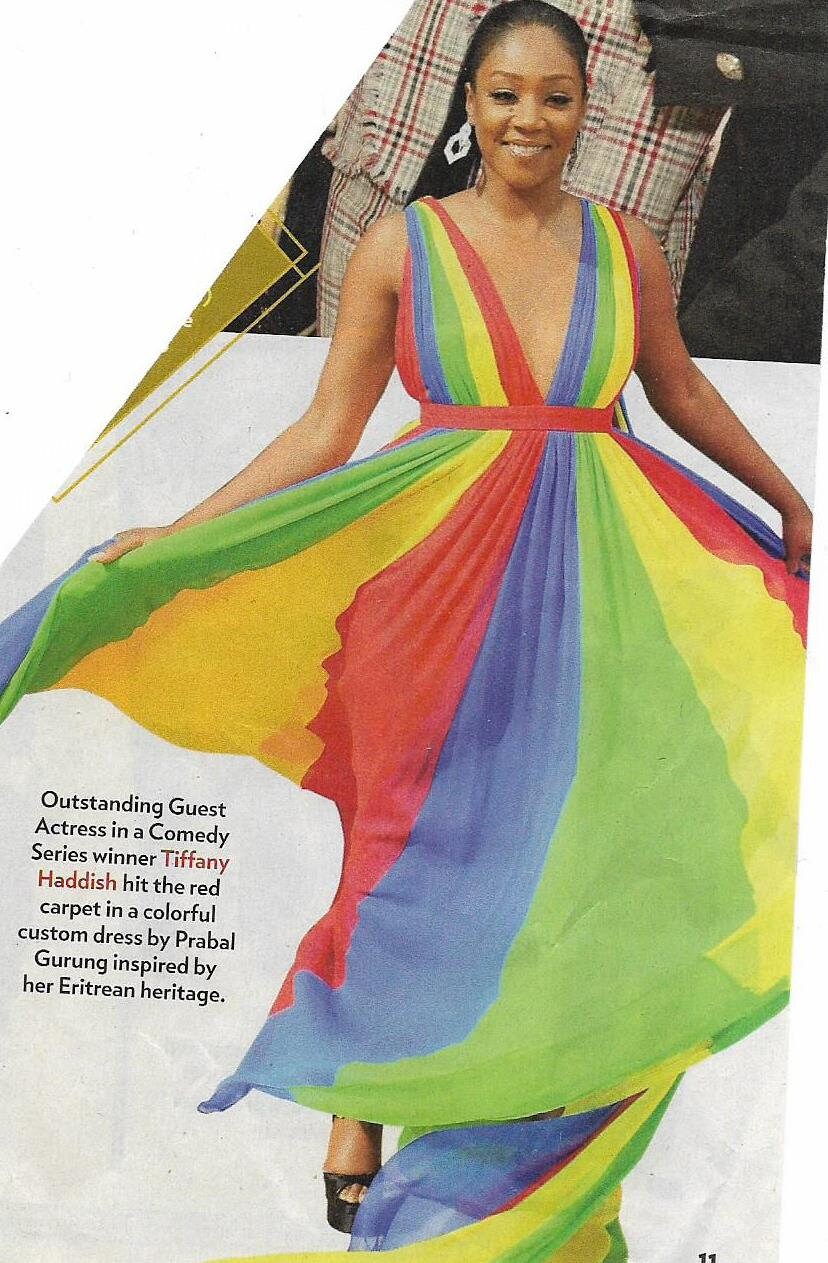 Pleated Multi- Striped Chiffon Party Dress/gown Designer Couture Sample ...